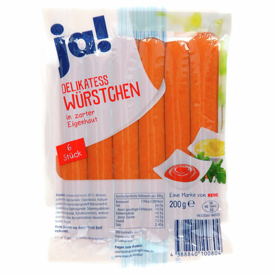 ja! 6 Würstchen in Eigenhaut frisch 200g | Selgros