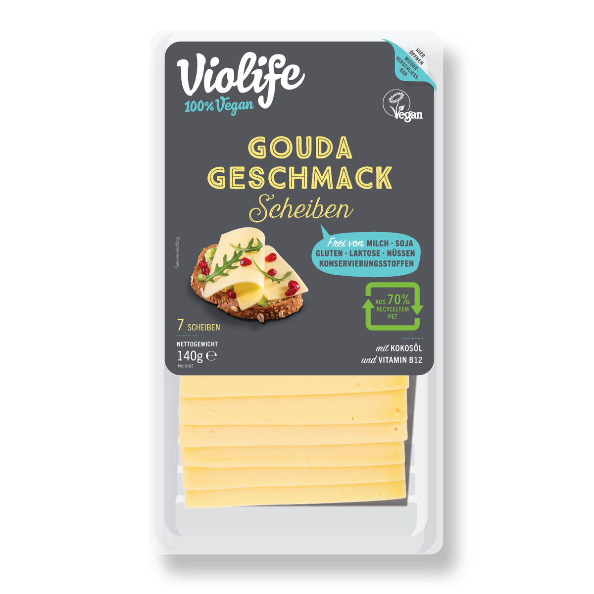 Veganer Gouda Geschmack in Scheiben frisch 140g