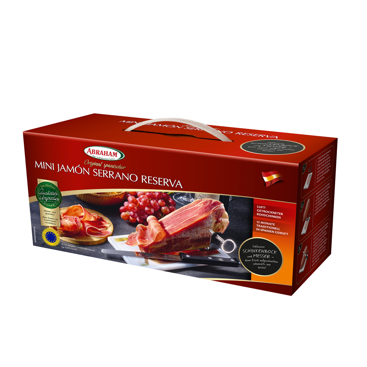 Mini Jamon Serrano Reserva mit Ständer und Messer g.t.S. 950g